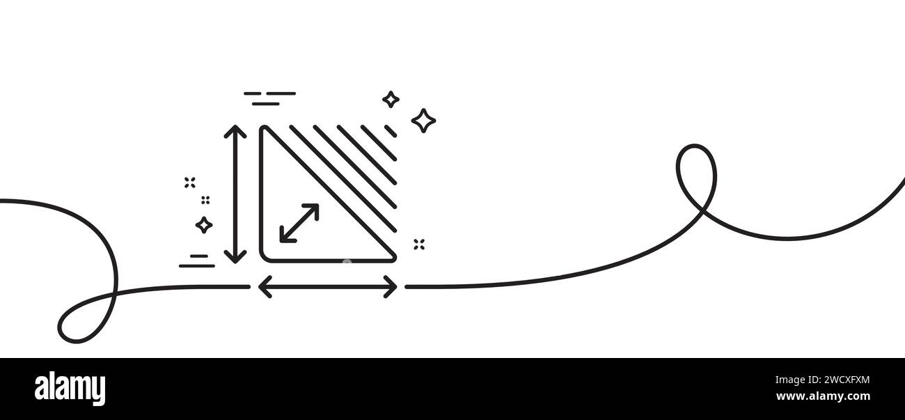 Triangle area line icon. Plan dimension sign. Continuous line with curl. Vector Stock Vector ...
