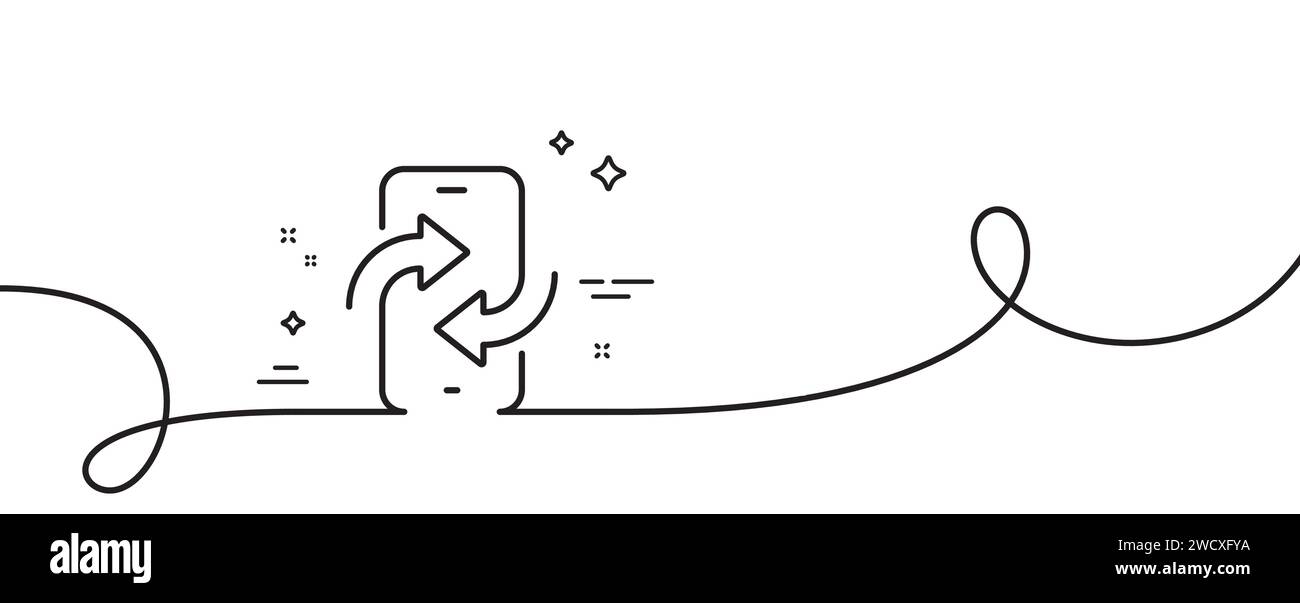 Phone transfer line icon. Smartphone app sign. Continuous line with curl. Vector Stock Vector ...