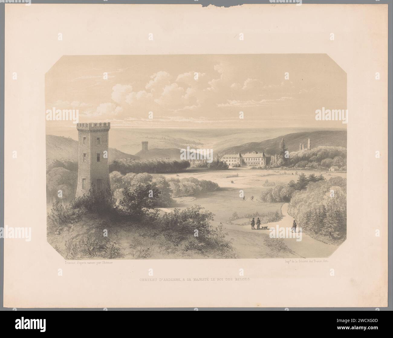 View of Château Royal d'Ardenne, Louis Ghémar, c. 1846 print Brussels ...