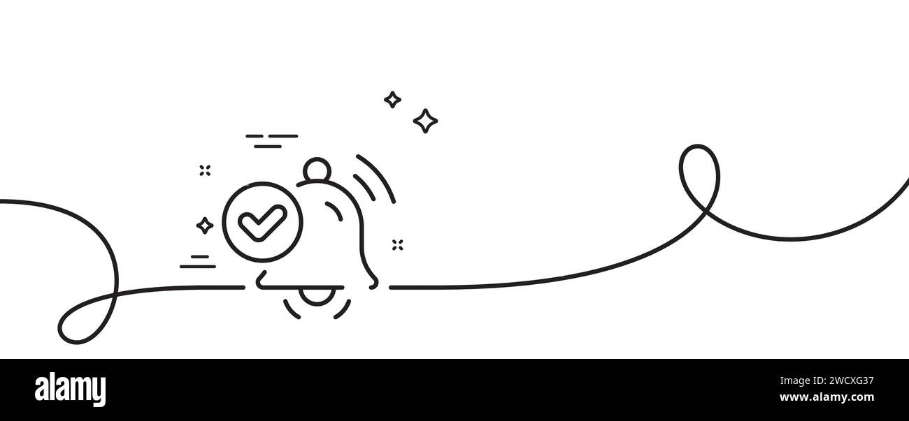 Notification received line icon. Selected reminder sign. Alarm bell ...