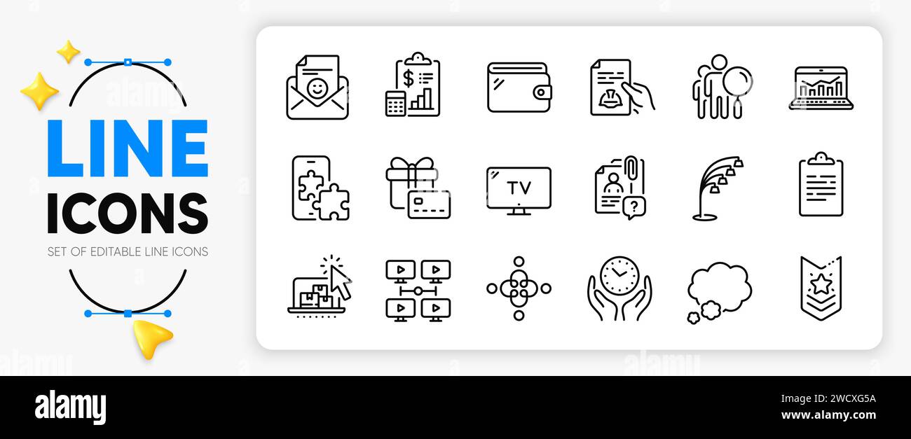 Inclusion Safe Time And Technical Documentation Line Icons For Web App Vector Stock Vector