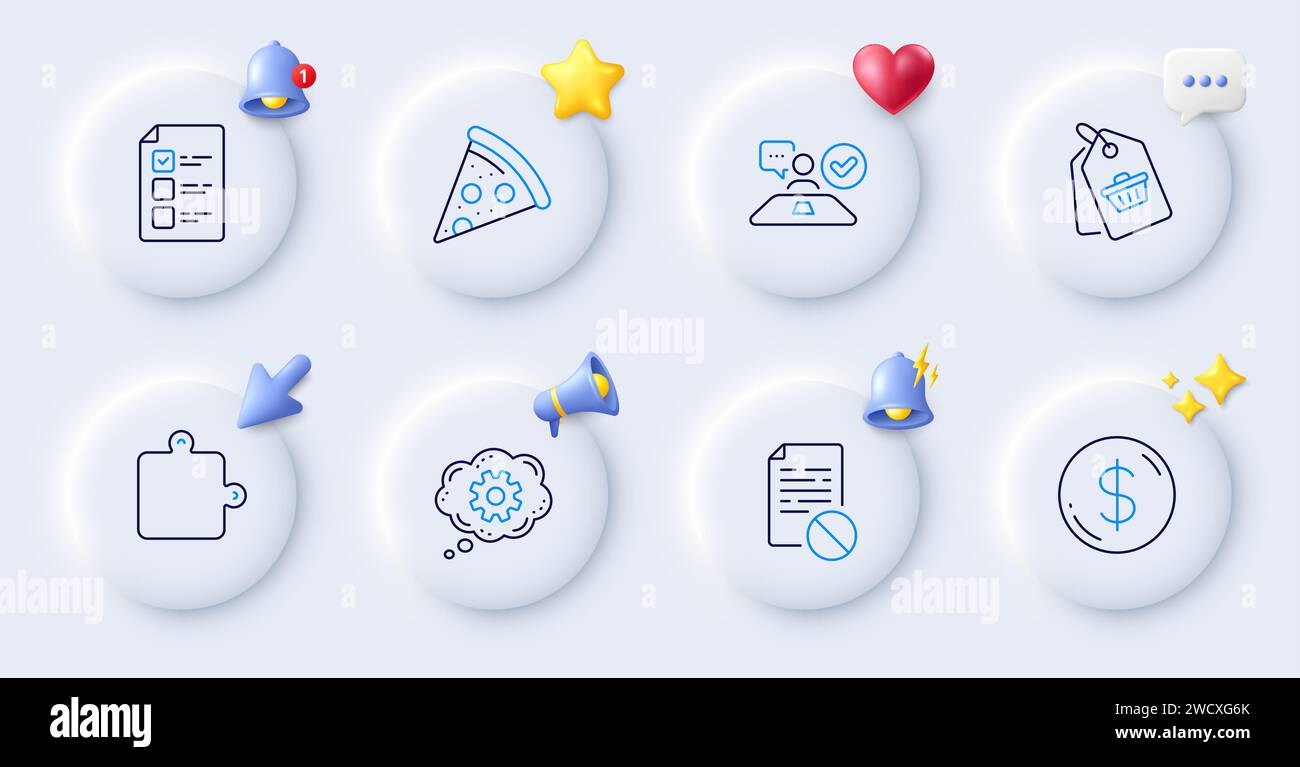 Job interview, Dollar money and Cogwheel line icons. For web app, printing. Vector Stock Vector ...