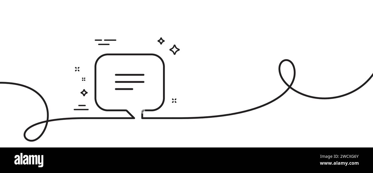 Text message line icon. Chat comment sign. Speech bubble. Continuous ...