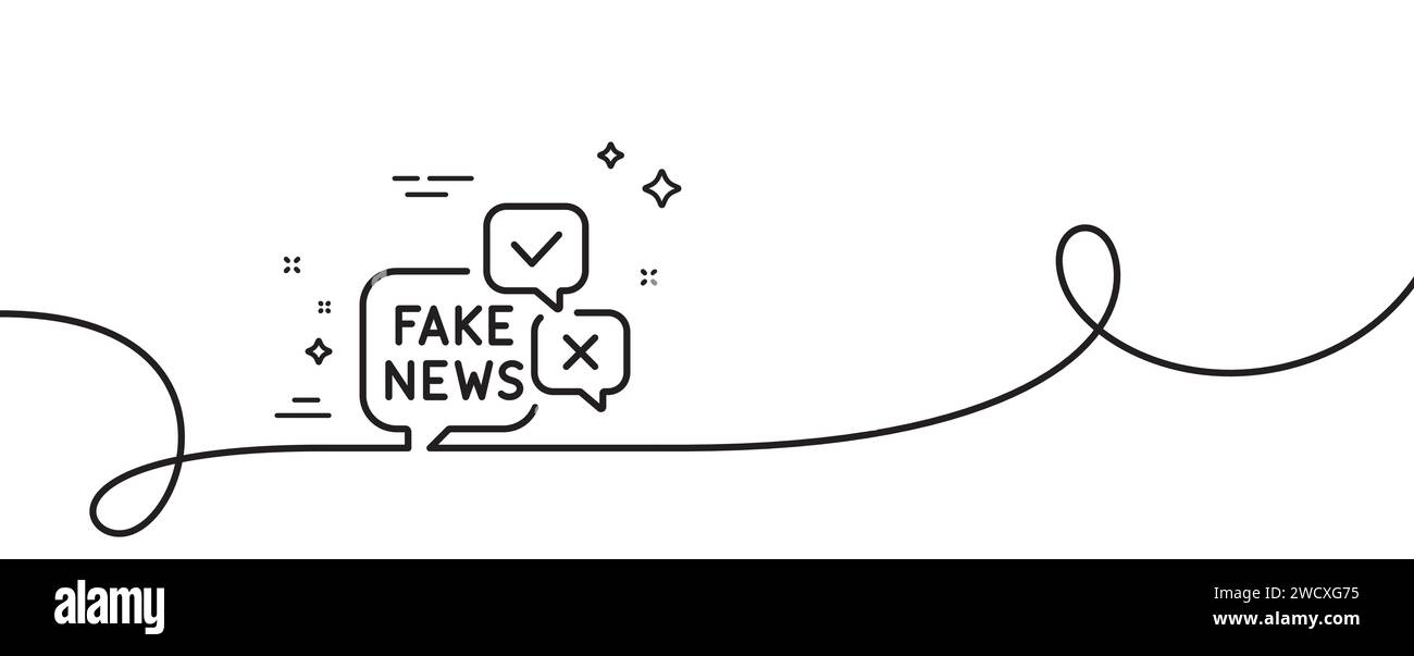 Fake news line icon. Propaganda conspiracy chat sign. Continuous line with curl. Vector Stock ...