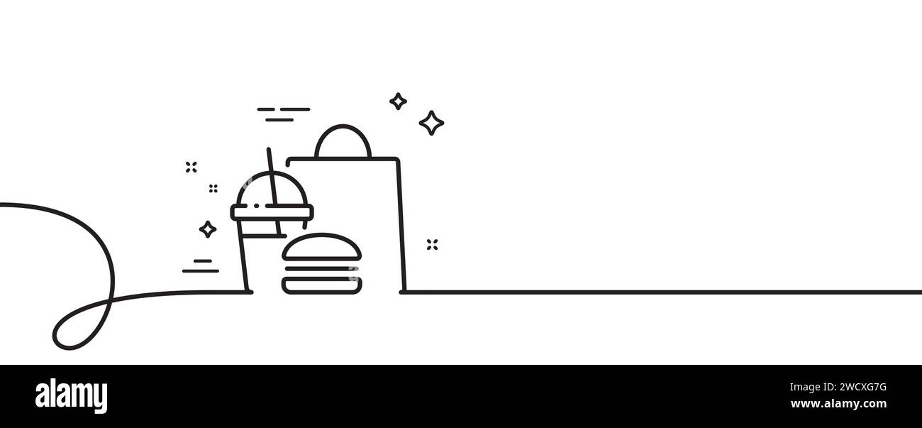 Food delivery line icon. Meal order sign. Continuous line with curl ...