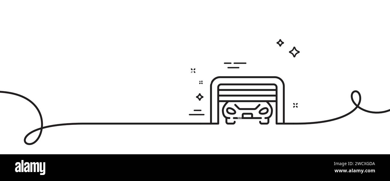 Parking garage line icon. Auto park sign. Continuous line with curl ...