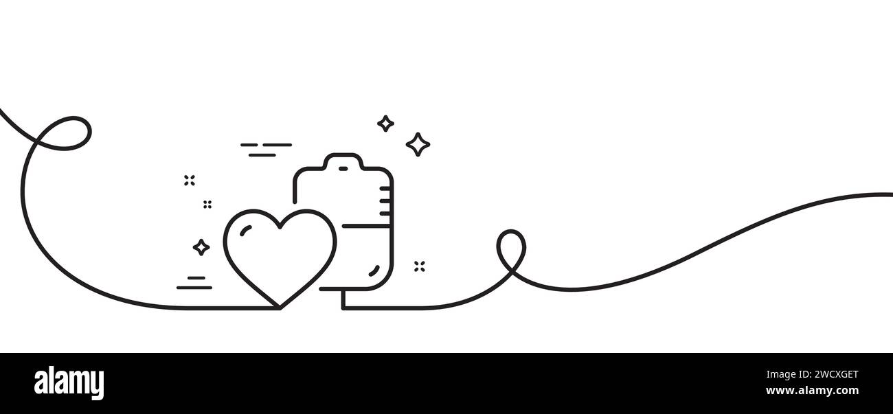 Donate blood line icon. Medical donor sign. Continuous line with curl ...
