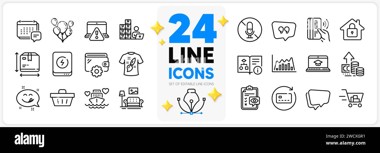 Icons set of Wallet, Renew card and Shopping basket line icons. For web app. Vector Stock Vector ...