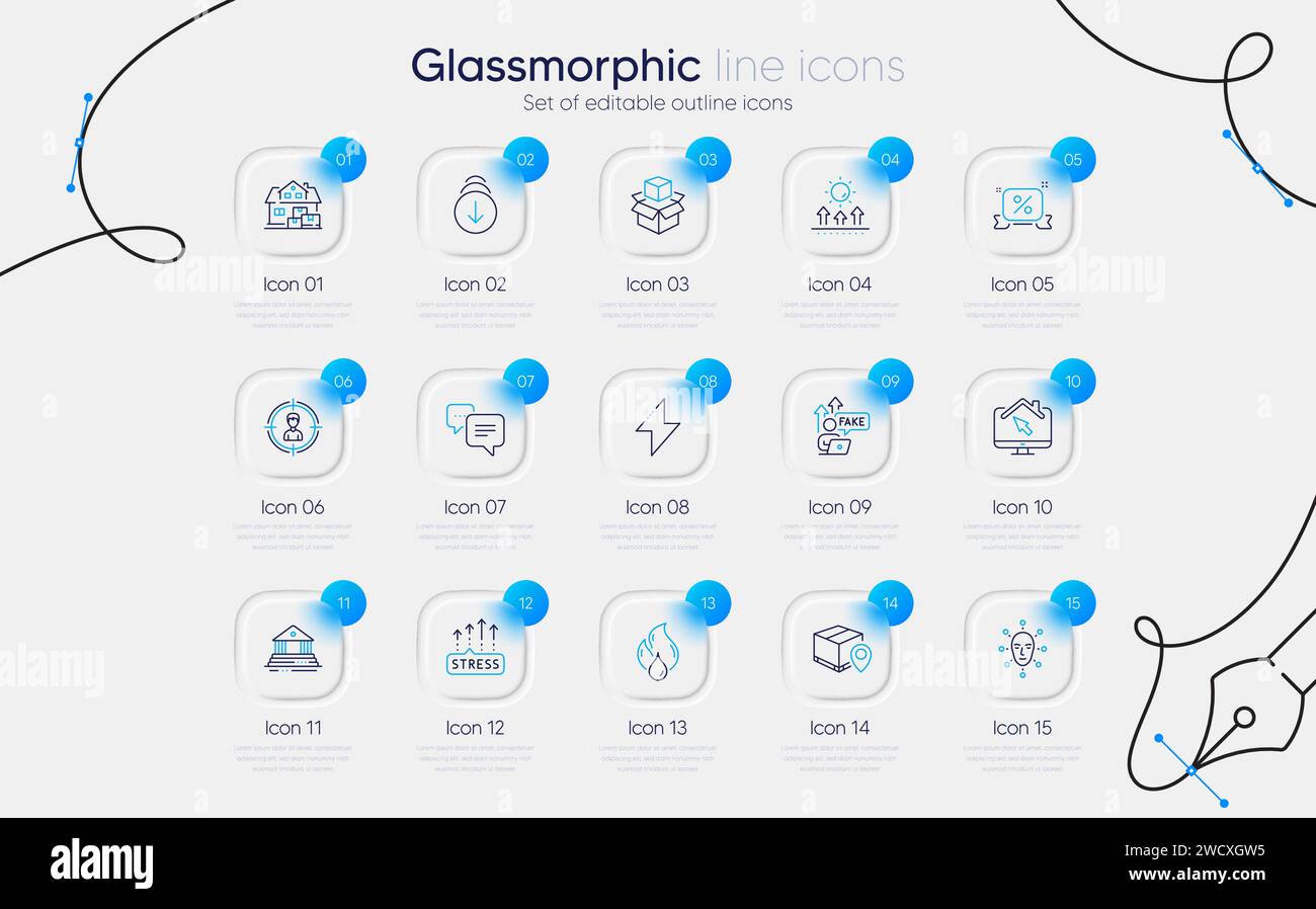 Set of Fake internet, Home moving and Headhunting line icons for web ...