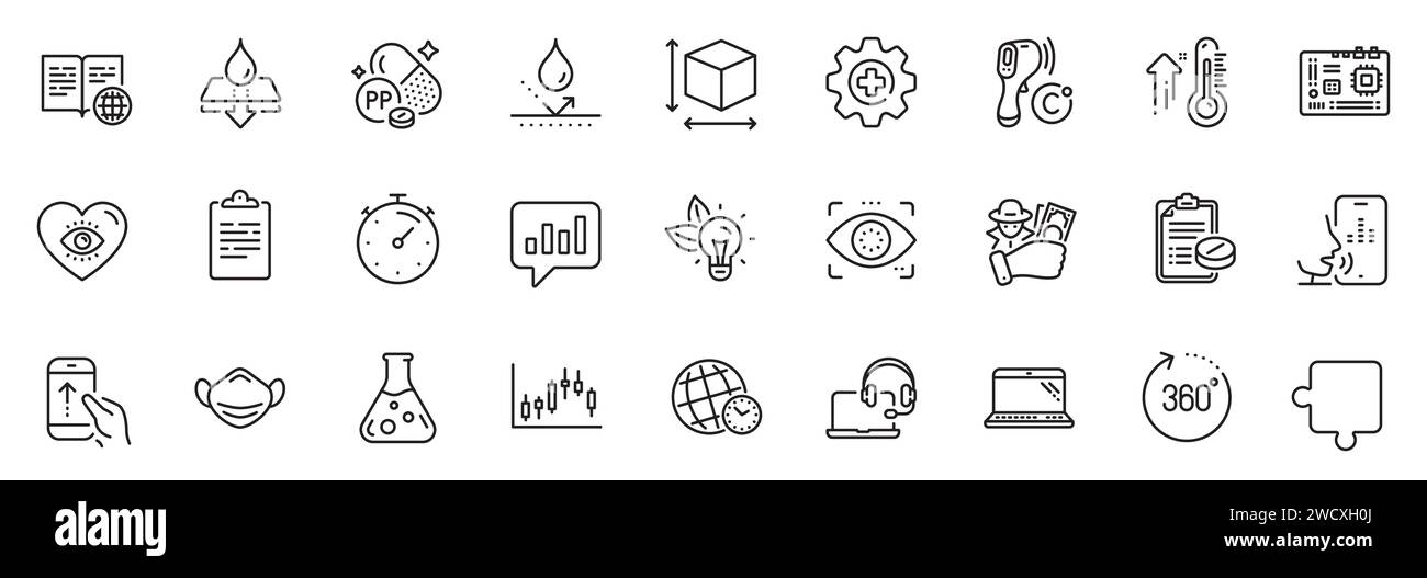 Icons pack as 360 degrees, Eco energy and Niacin line icons. For web app. Vector Stock Vector ...