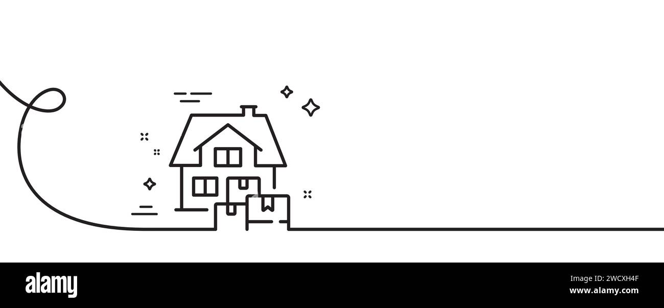 Home moving line icon. Packing things sign. Continuous line with curl. Vector Stock Vector Image ...
