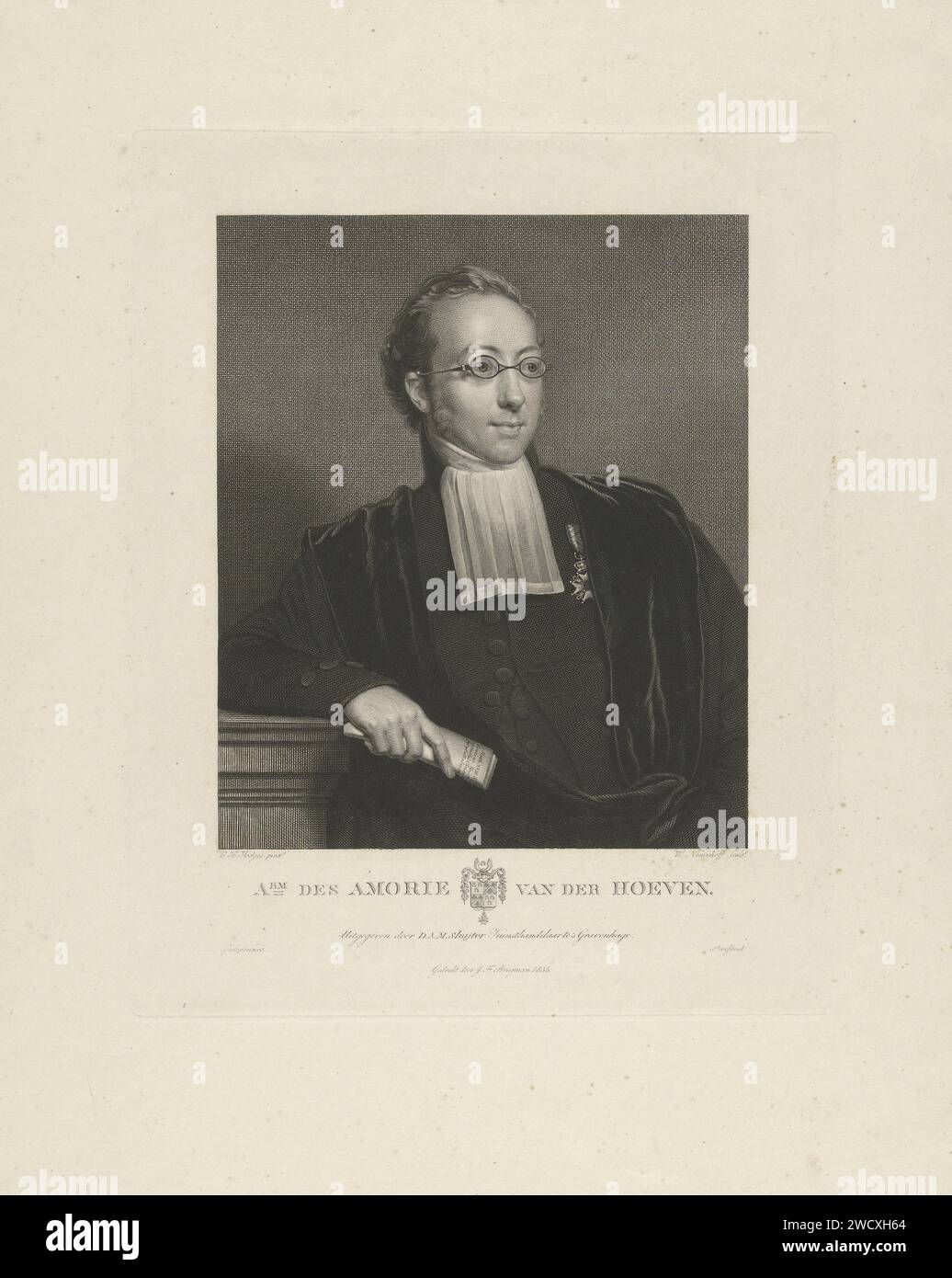 Portrait of Abraham des Amorie van der Hoeven, Walraad Nieuwhoff, After Charles Howard Hodges ...