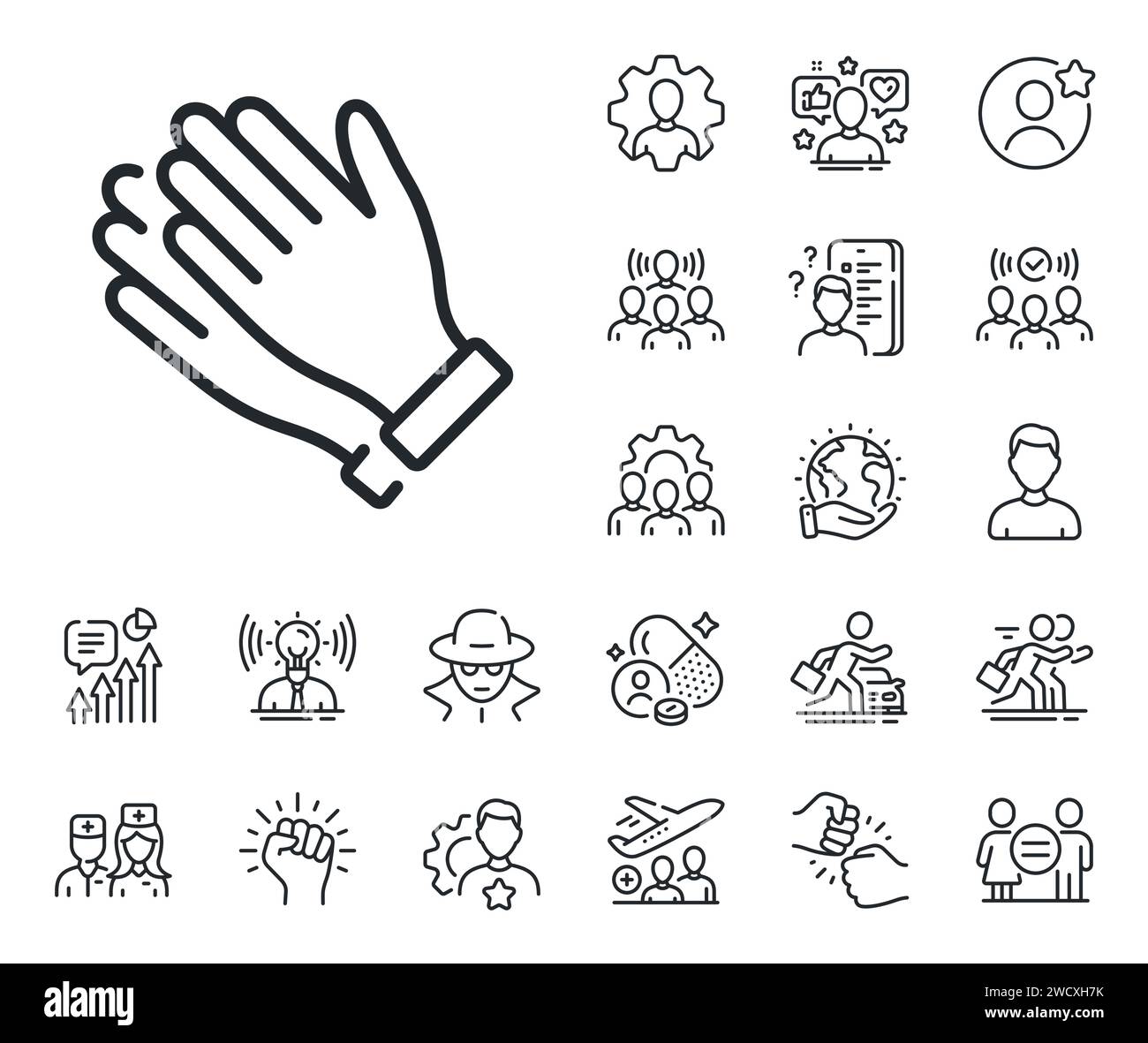 Clapping hands line icon. Clap sign. Specialist, doctor and job ...