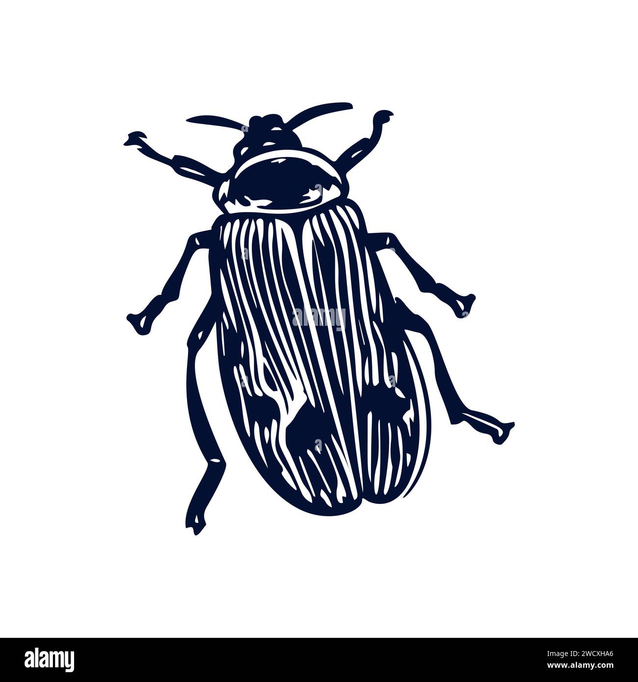 Handmade blockprint bug motif clipart in folkart scandi style. Simple ...