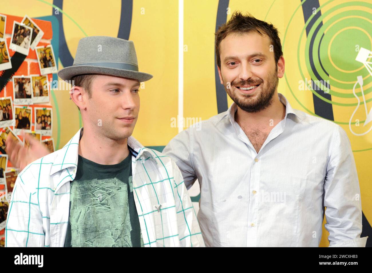 Milan Italy 2008-09-26:Cesare Cremonini, Italian singer,and the bassist ...