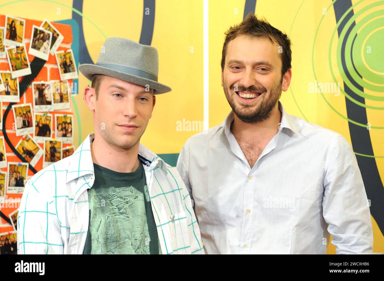 Milan Italy 2008-09-26:Cesare Cremonini, Italian singer,and the bassist ...