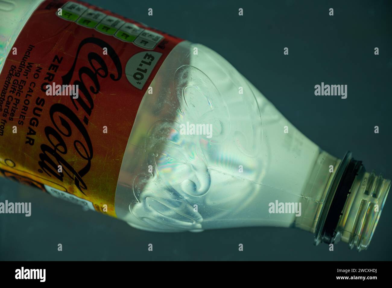 Plastic Coca-Cola bottle photographed using polarised light Stock Photo ...
