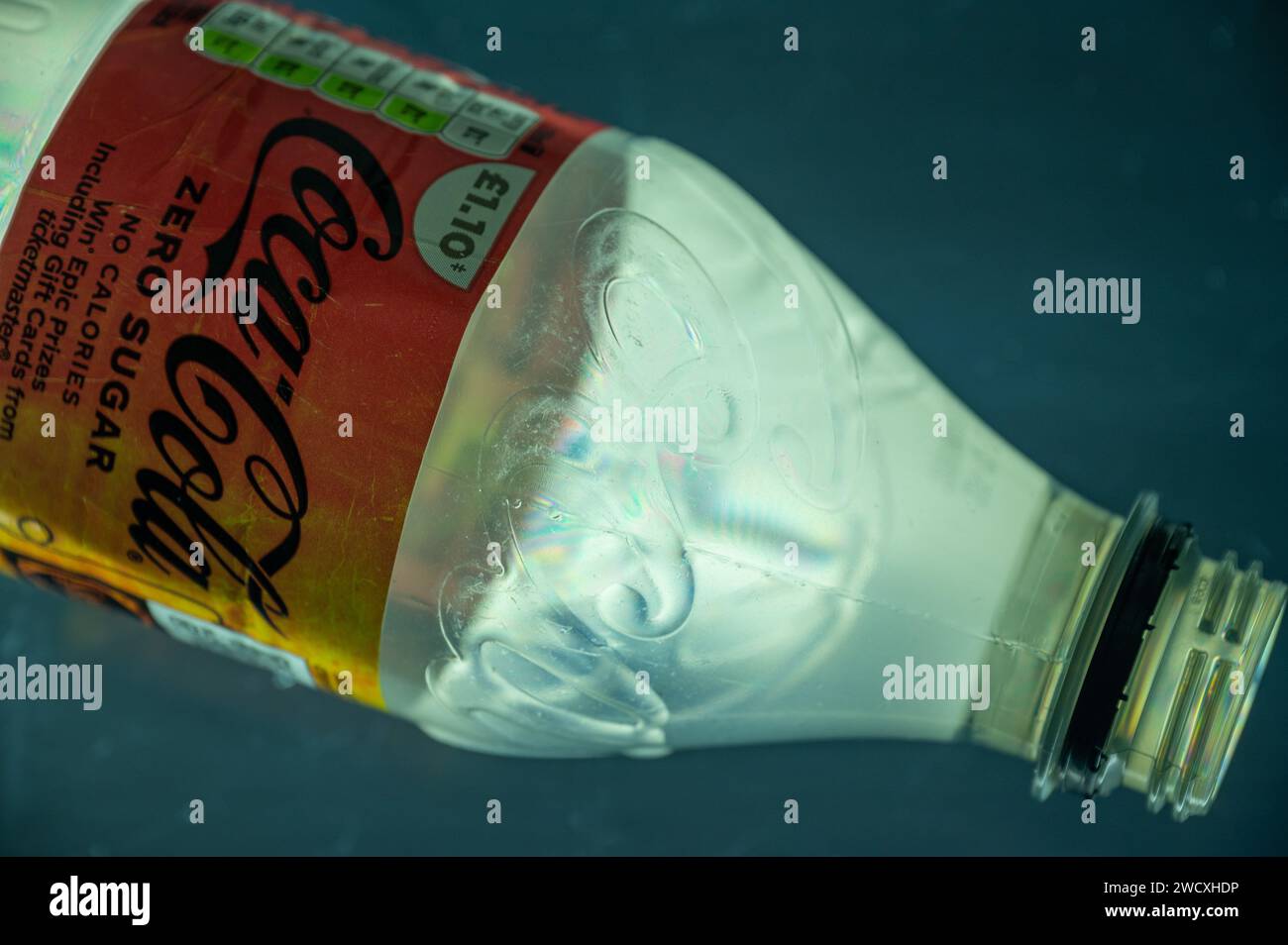 Plastic Coca-Cola bottle photographed using polarised light Stock Photo ...