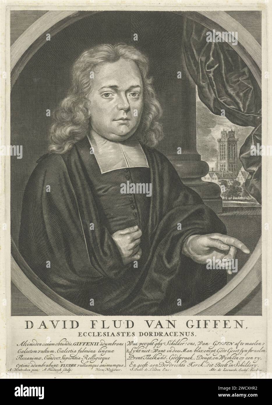 Portrait of David Flud van Giffen, pastor in Dordrecht, Jan Luyken ...