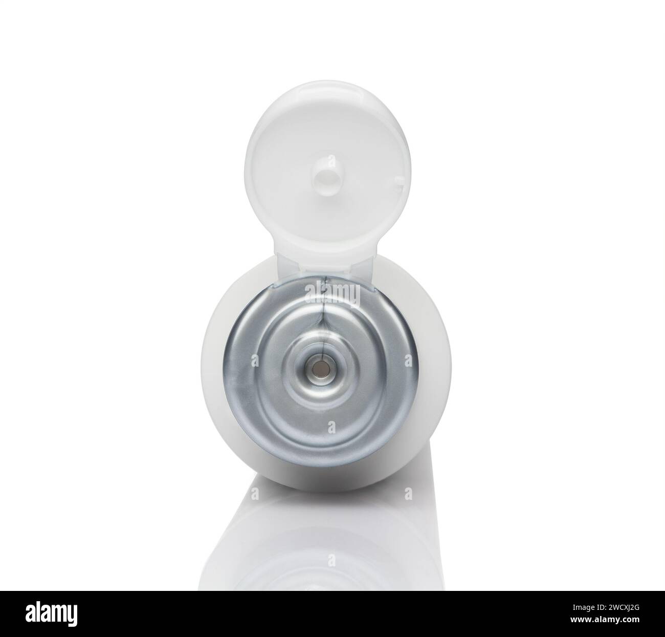 Tube of cream with open lid isolated on white background Stock Photo ...