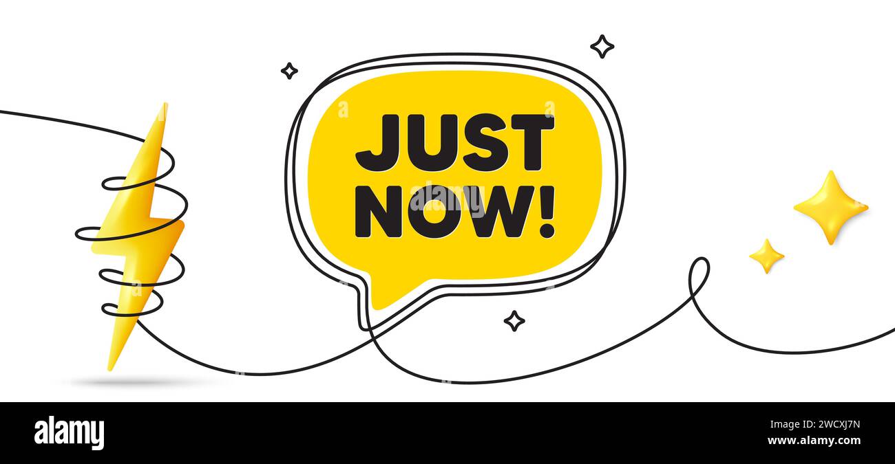 Just now symbol. Special offer sign. Continuous line art banner. Vector ...