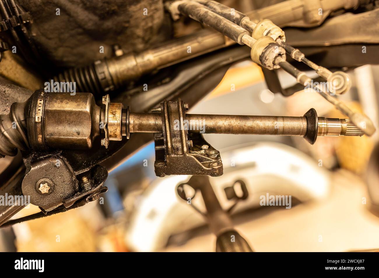 Photo of dismantled car axles, highlighting the complex inner workings ...