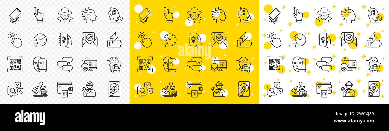 Outline Qr Code Hdd And Wallet Line Icons For Web App Vector Stock Vector Image And Art Alamy