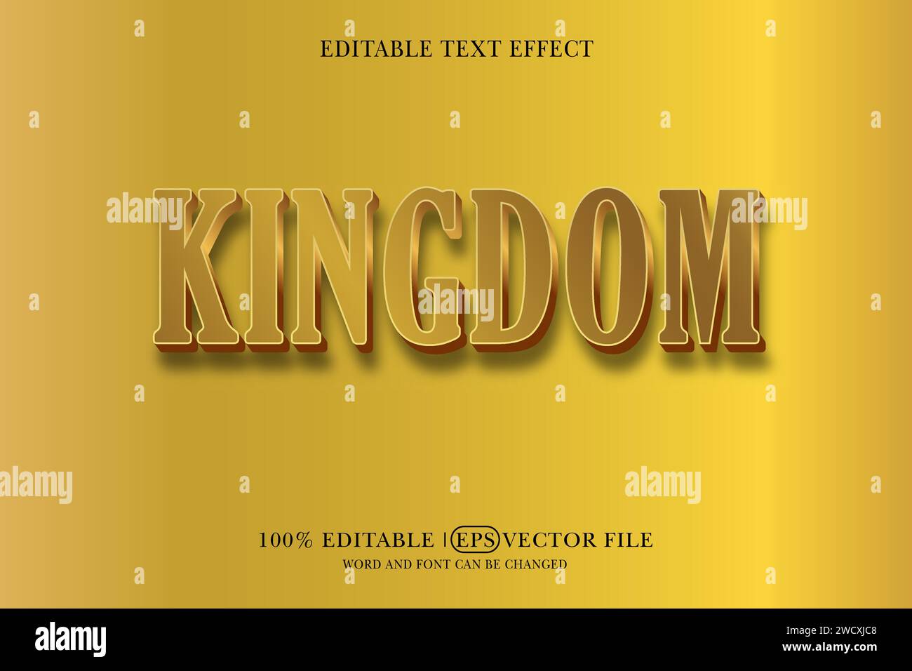Kingdom Minimal White 3D Text Effect Style Mockup Stock Vector Image ...