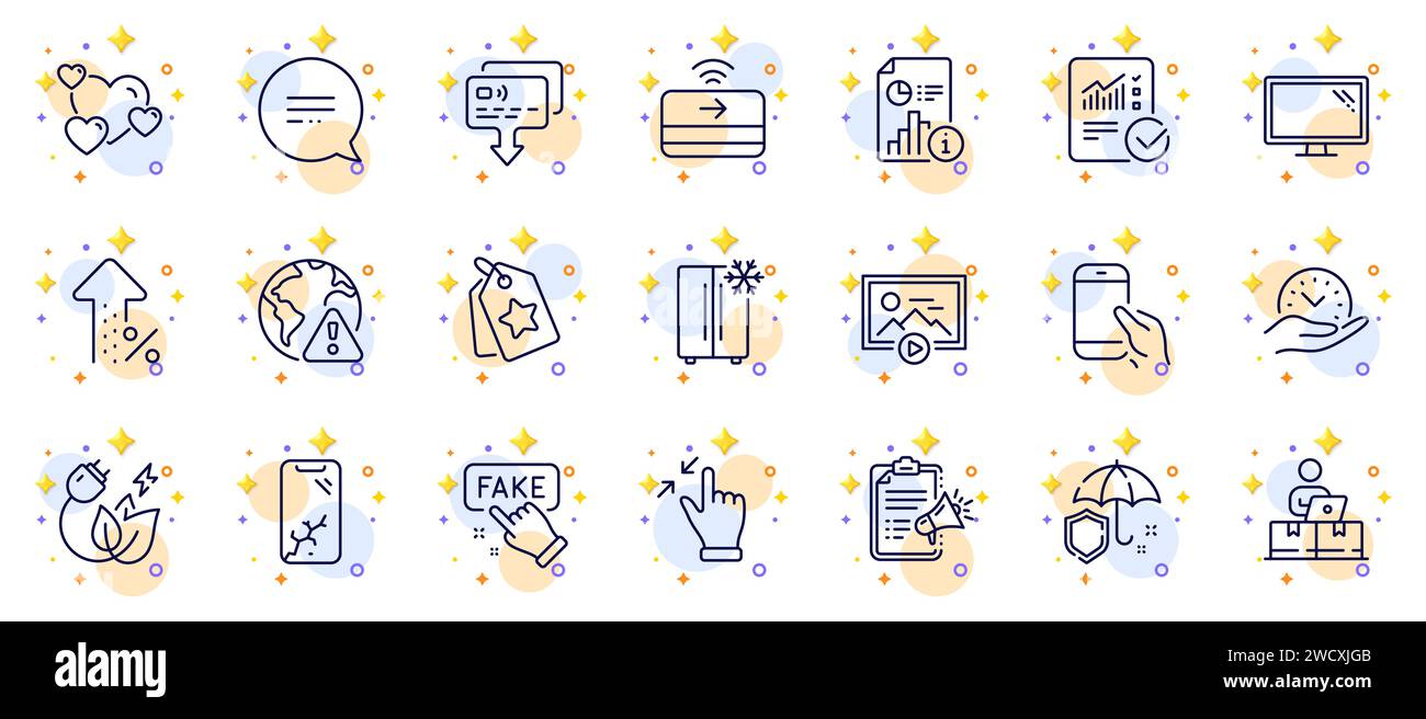 Outline Set Of Text Message Green Energy And Smartphone Broken Line Icons For Web App 
