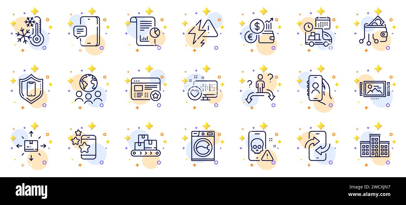 Outline Set Of Best App Smartphone Protection And User Call Line Icons For Web App Pictogram