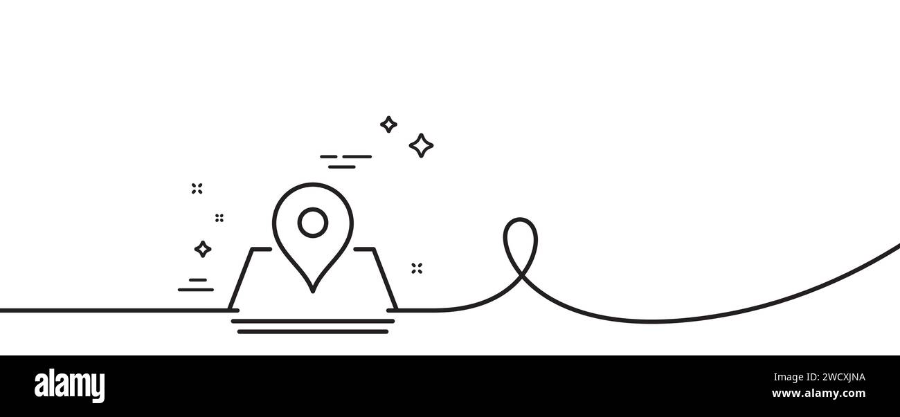 Map pin line icon. Trip point sign. Continuous line with curl. Vector Stock Vector Image & Art ...