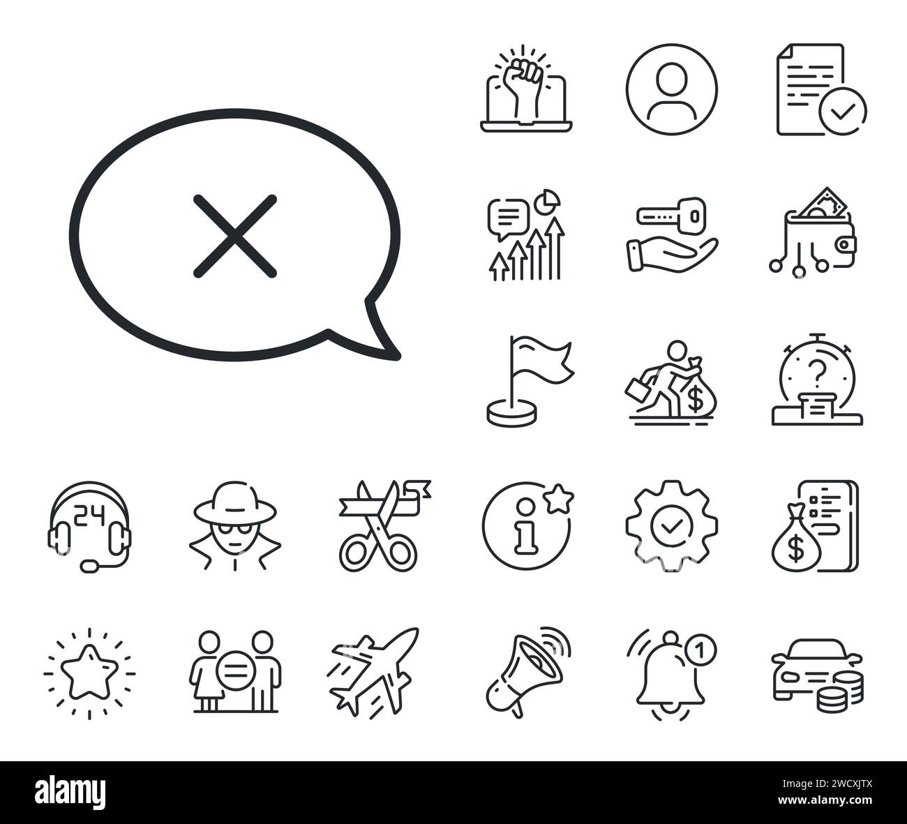 Reject message line icon. Decline chat sign. Salaryman, gender equality ...