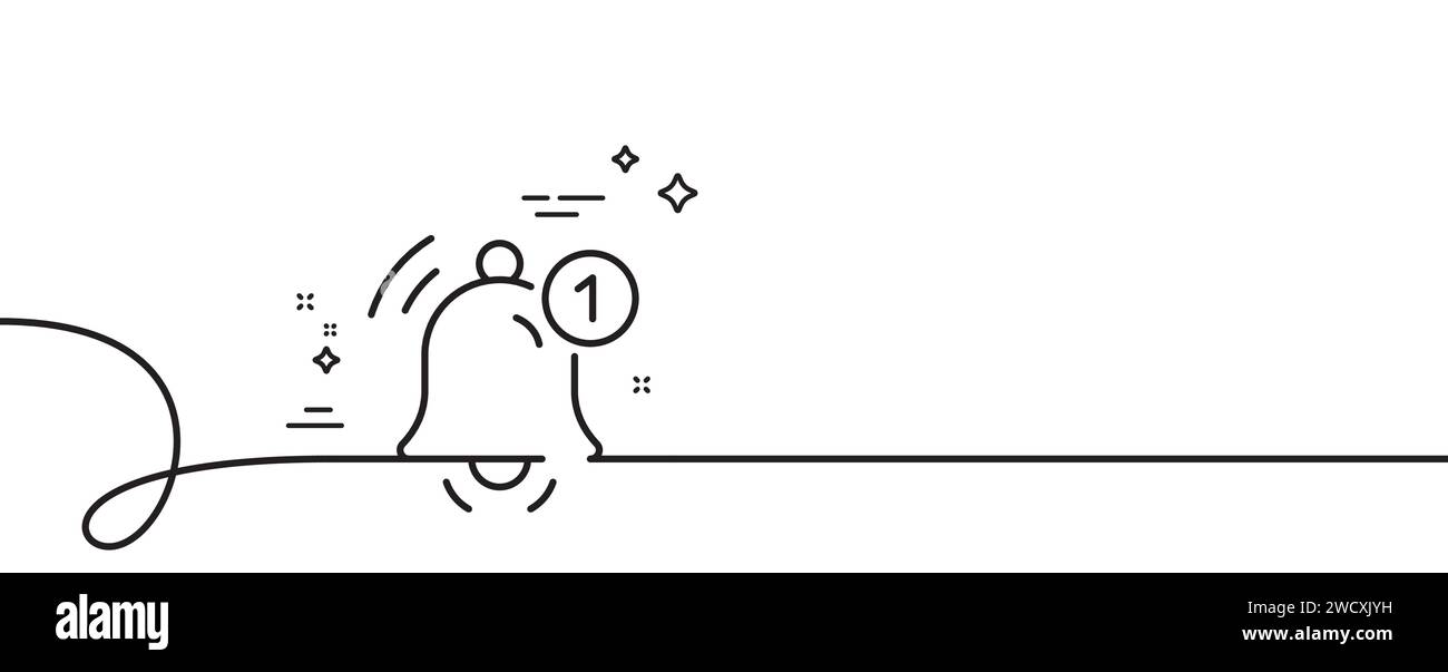 Reminder line icon. Notice bell sign. Continuous line with curl. Vector Stock Vector Image & Art ...