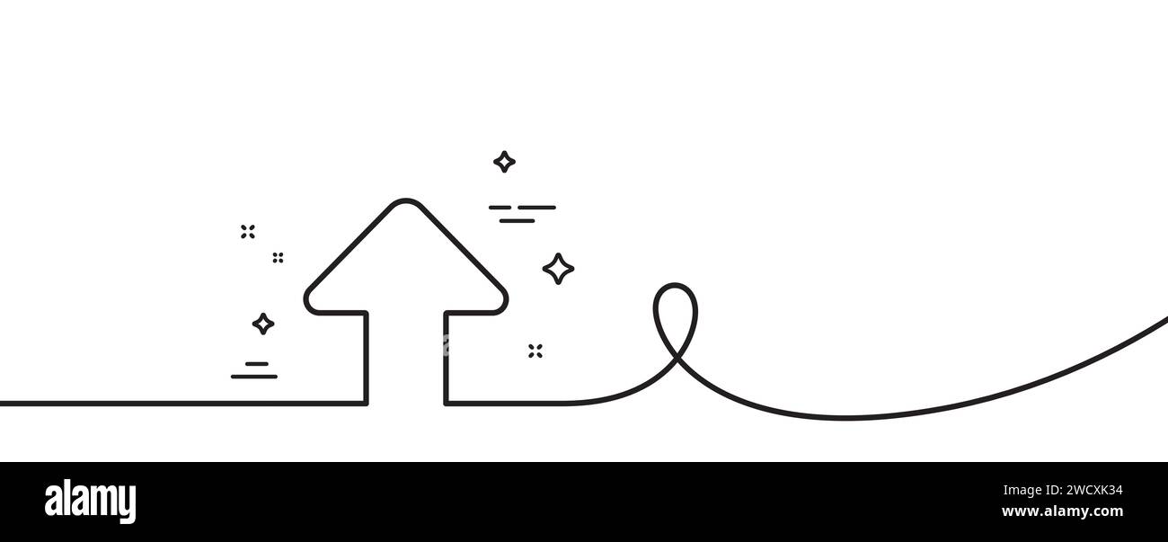 Upload arrow line icon. Direction Arrowhead. Continuous line with curl. Vector Stock Vector ...