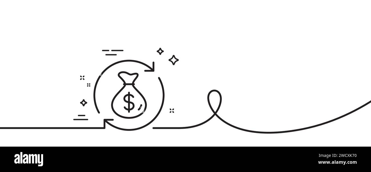 Change money line icon. Currency exchange sign. Continuous line with ...
