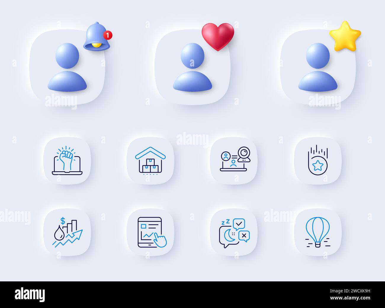 Sleep Air Balloon And Rise Price Line Icons For Web App Printing Vector Stock Vector Image