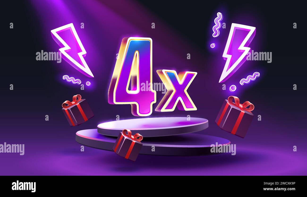 4x winner banner, promotion flyer, prize label. Vector Stock Vector ...