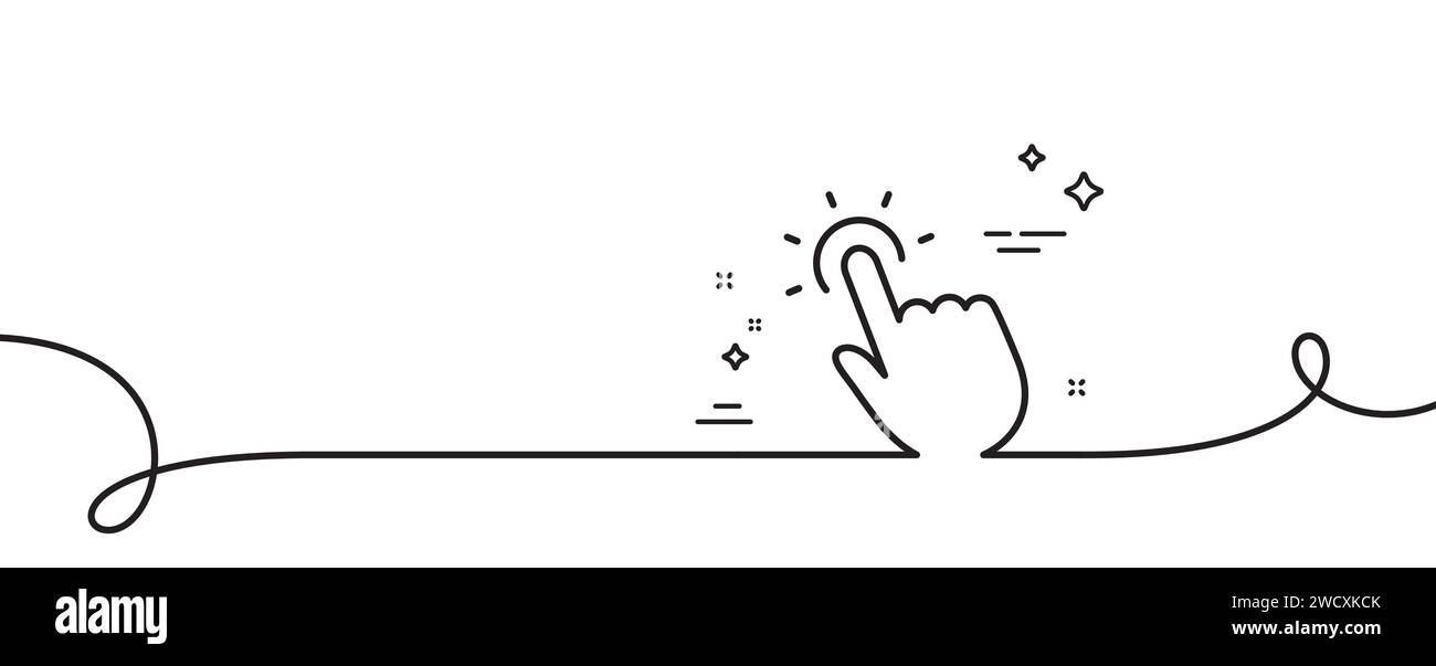 Touchpoint Line Icon Click Here Sign Continuous Line With Curl Vector Stock Vector Image