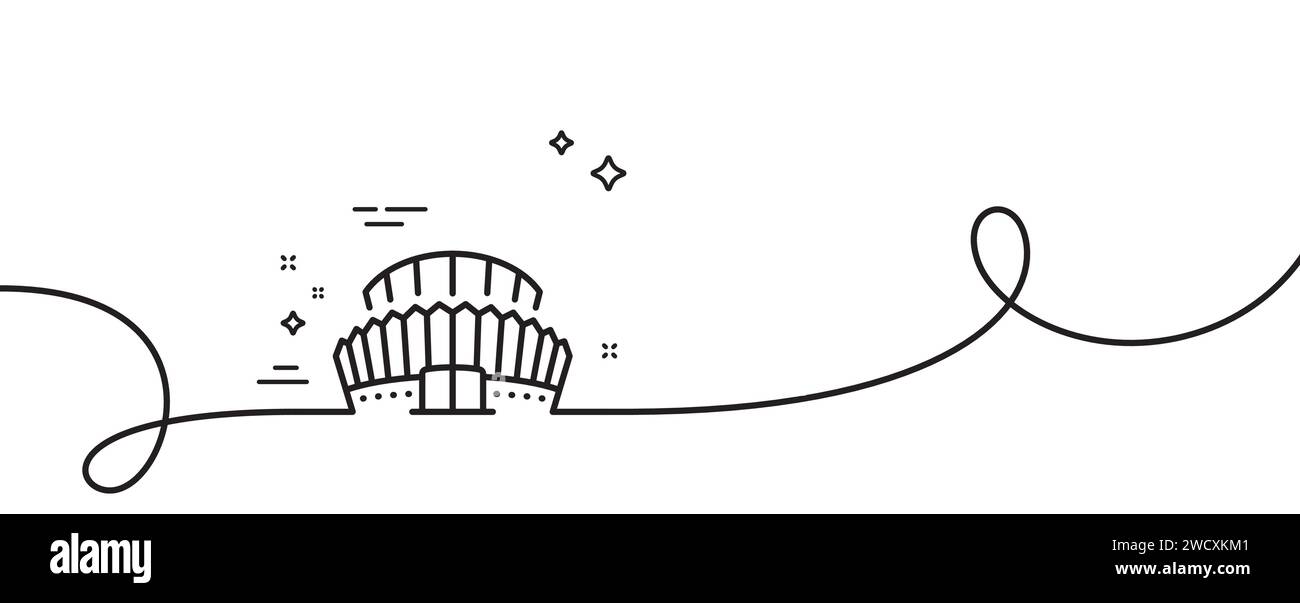 Sports stadium line icon. Arena sign. Sport complex. Continuous line ...