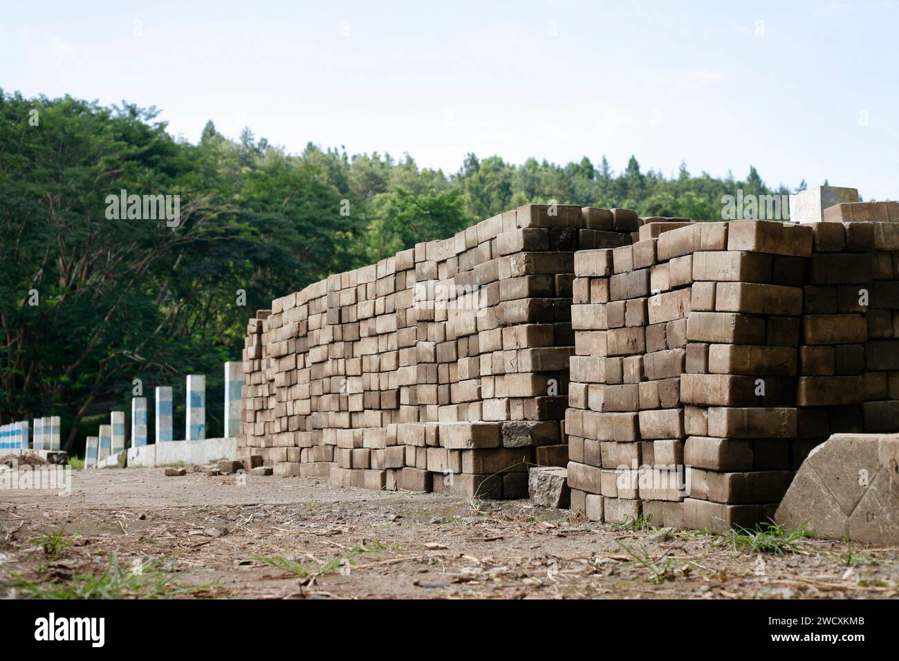Stack of concrete blocks for repairing the Dam construction Stock Photo ...