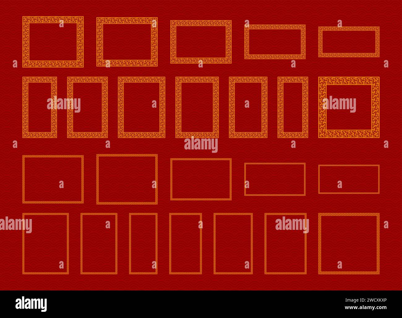 Collection of different chinese retro border vector flat illustration ...