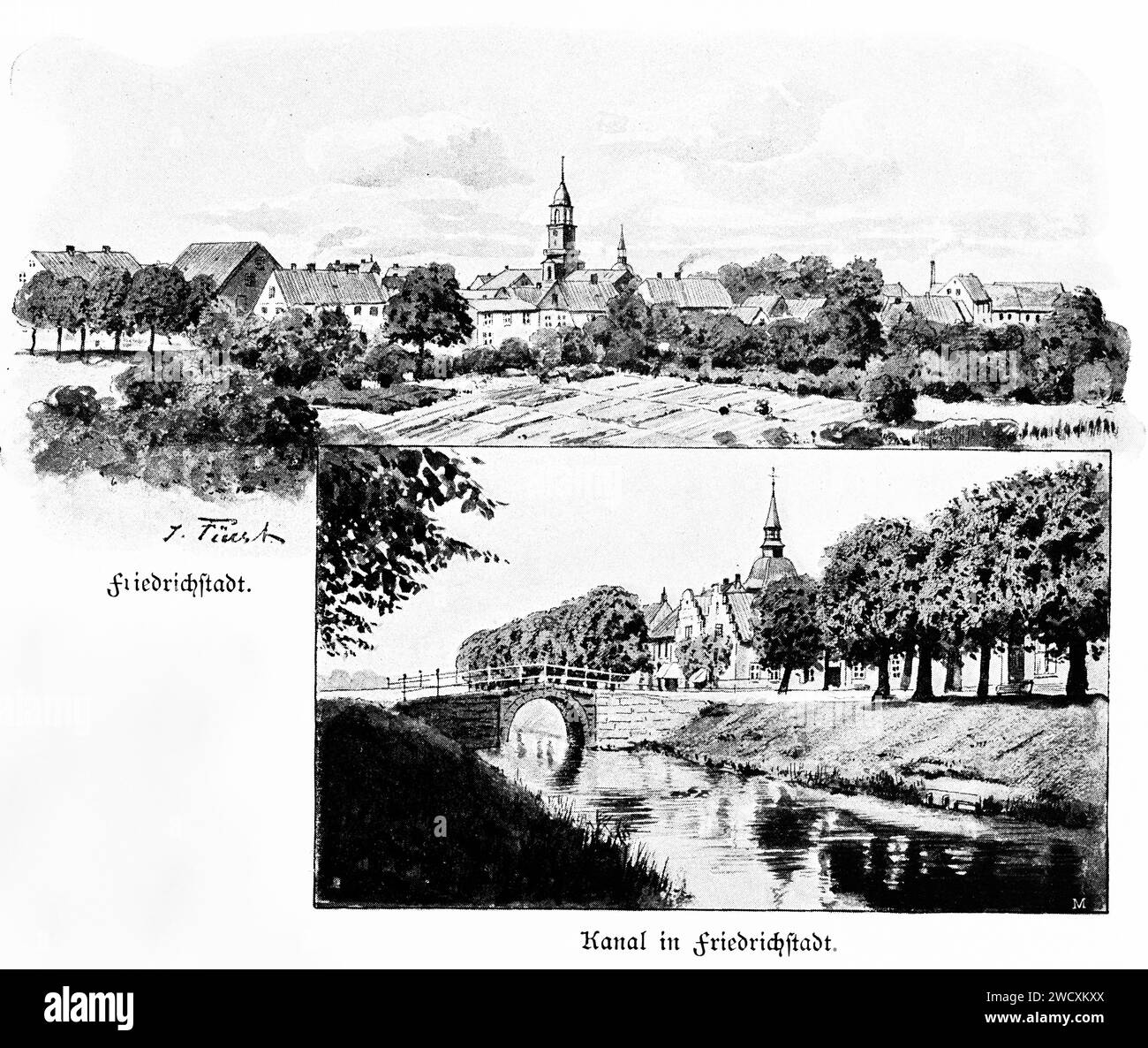Small town Friedrichstadt on the Treene River, Dutch founding, North ...