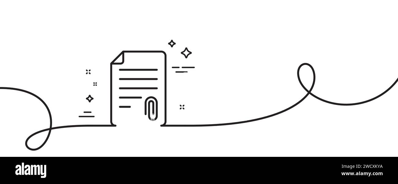 CV attachment line icon. Document sign. Continuous line with curl ... CV attachment line icon. Document sign. Continuous line with curl ...