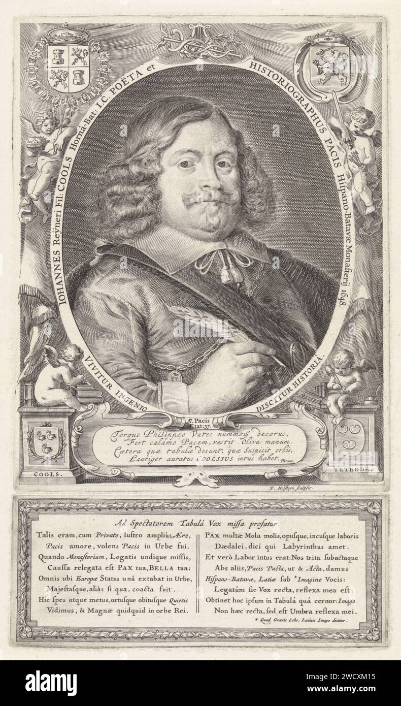 Portrait of Joannes Cools, Pieter Holsteyn (II), 1648 print Bust to the ...