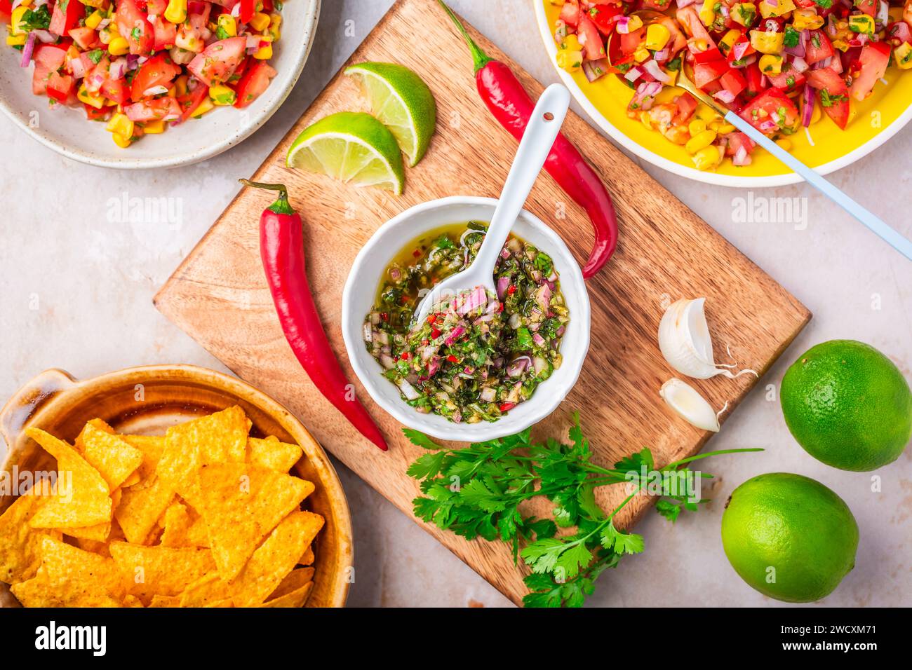 Homemade Chimichurri - traditional Argentine condiment, for barbecue ...