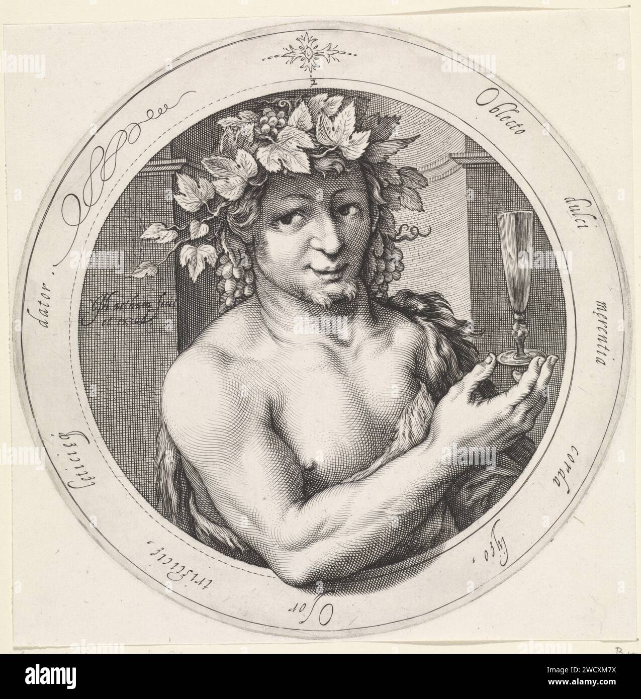 Bacchus Met Glas, Jacob Matham, 1599 - 1600 print Haarlem paper ...