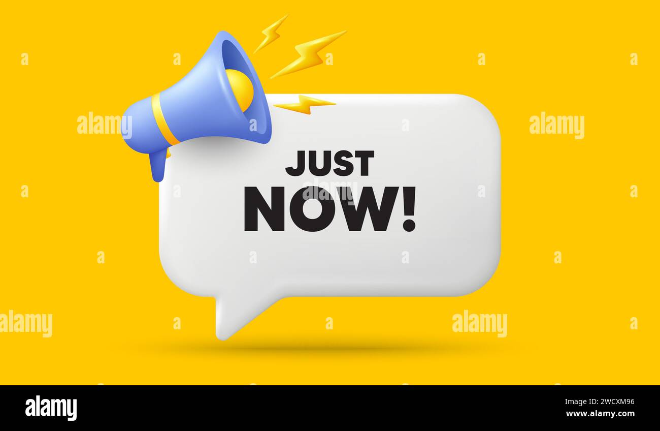 Just now symbol. Special offer sign. 3d speech bubble banner. Vector ...