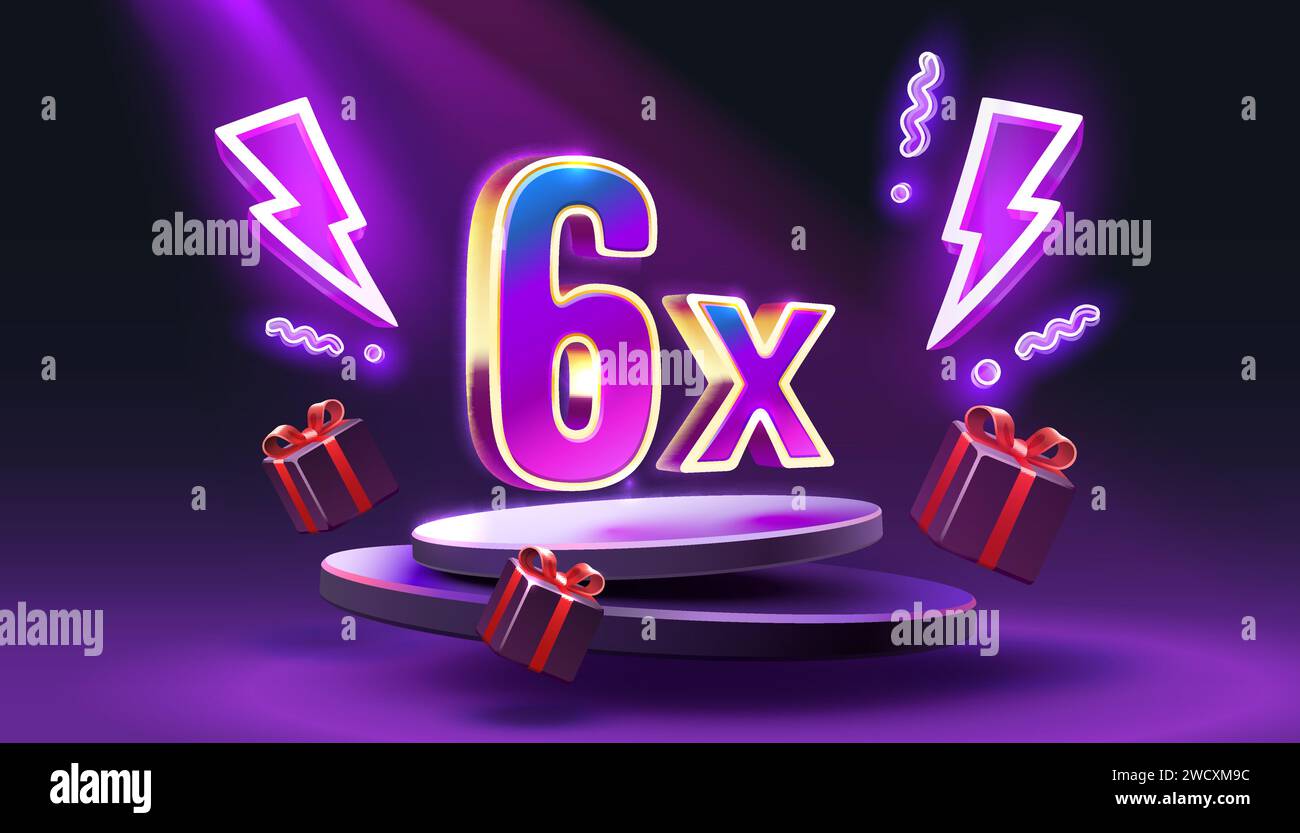 6x winner banner, promotion flyer, prize label. Vector Stock Vector ...