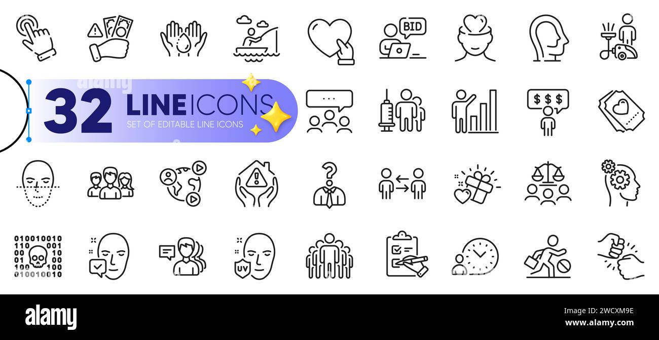 Outline Set Of Hiring Employees House Protection And Cursor Line Icons For Web App Vector