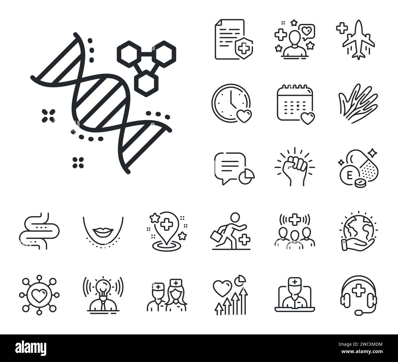 Chemistry dna line icon. Laboratory analysis sign. Online doctor ...